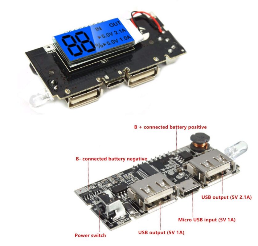 5V 1A/2.1A Mobile Power Bank PCB 18650 Battery Charger Module with LCD